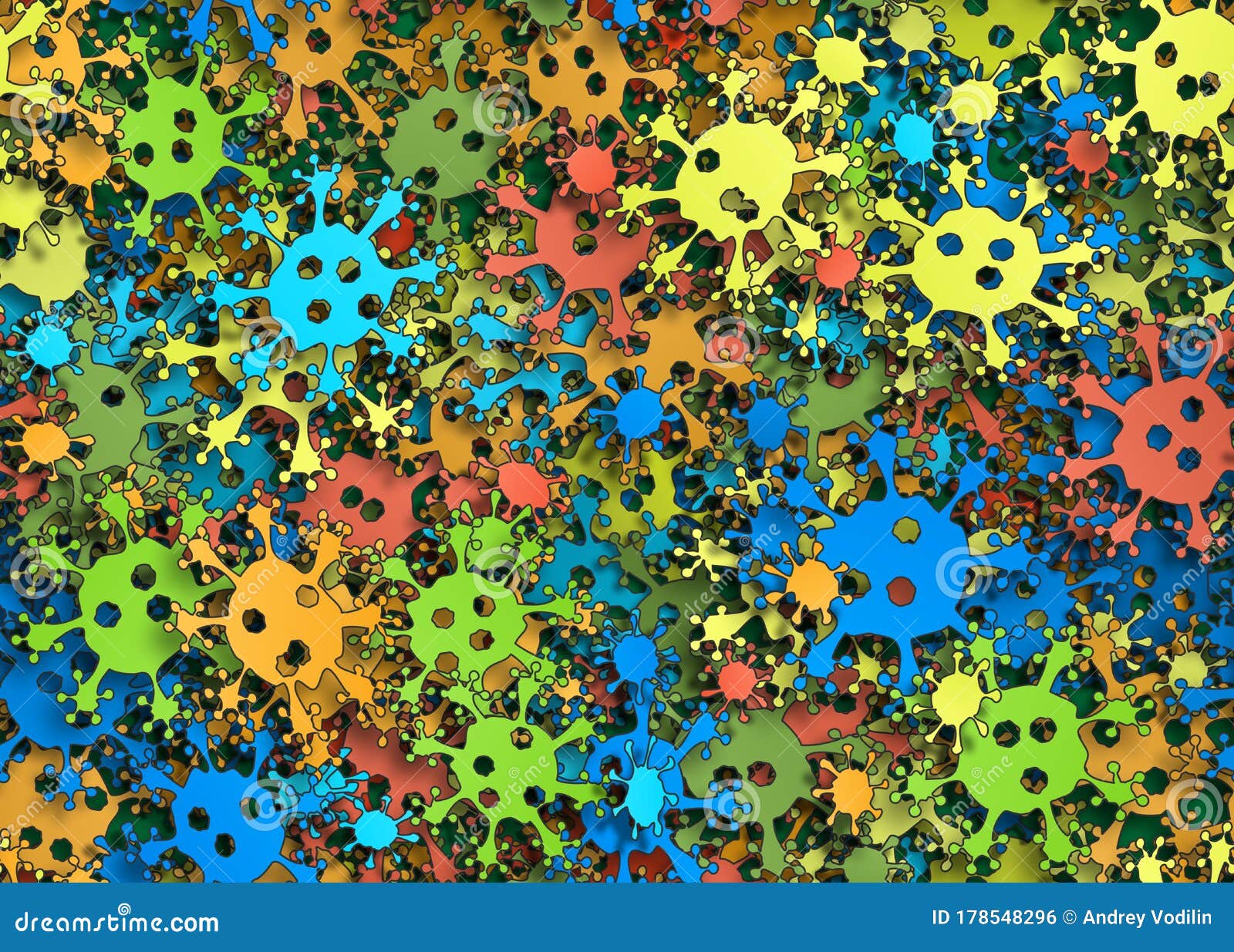 Virus, Blot Seamless Multicolor Pattern with 3d-effect Shadows Stock ...