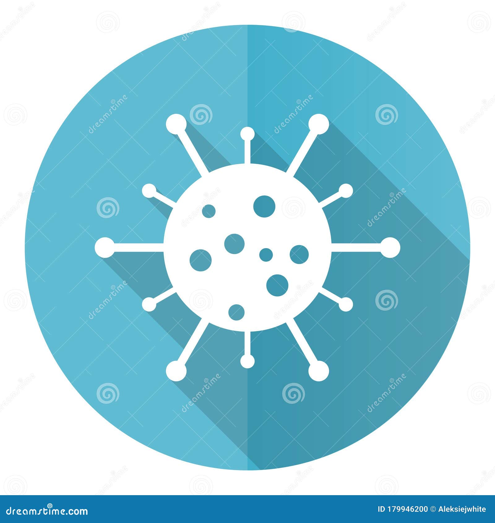 Virus Blue Round Flat Design Vector Icon Isolated on White Background ...
