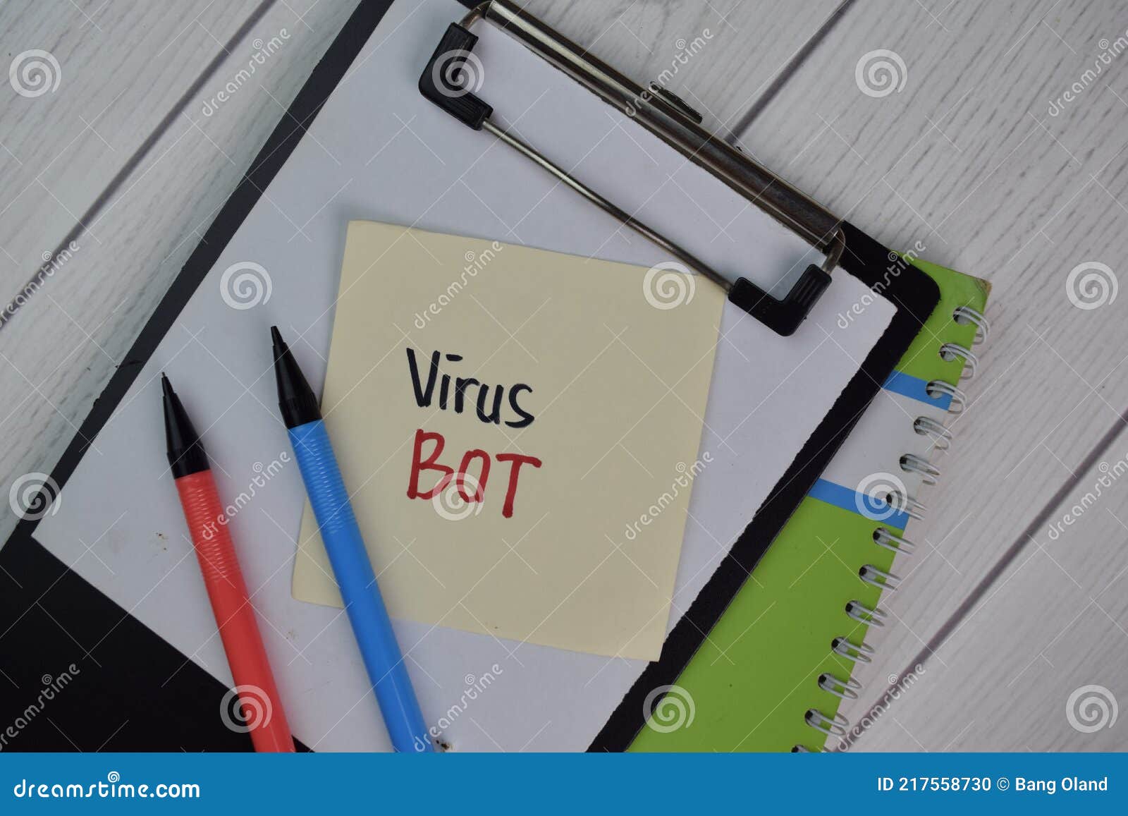 Virus Bot Write on Sticky Notes Isolated on Wooden Table Stock Photo ...