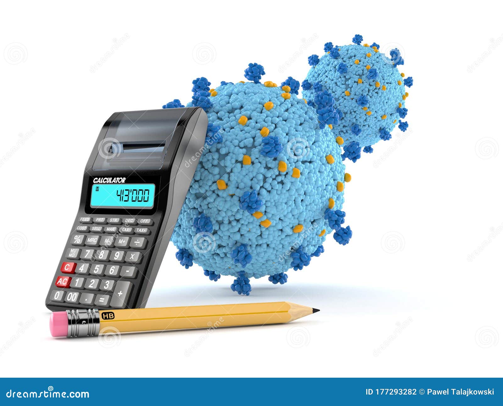 Virus with Calculator and Pencil Stock Illustration - Illustration of ...