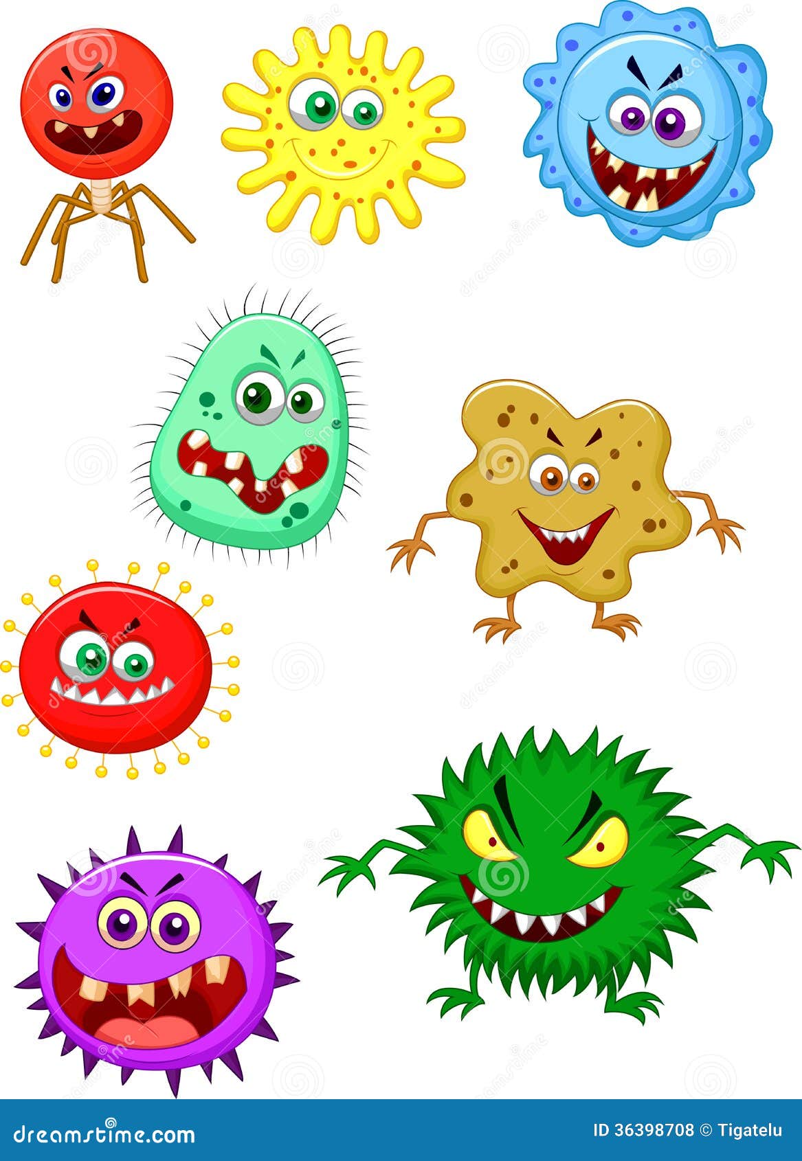 Virus Cartoon Collection Set Stock Vector - Illustration of nature ...