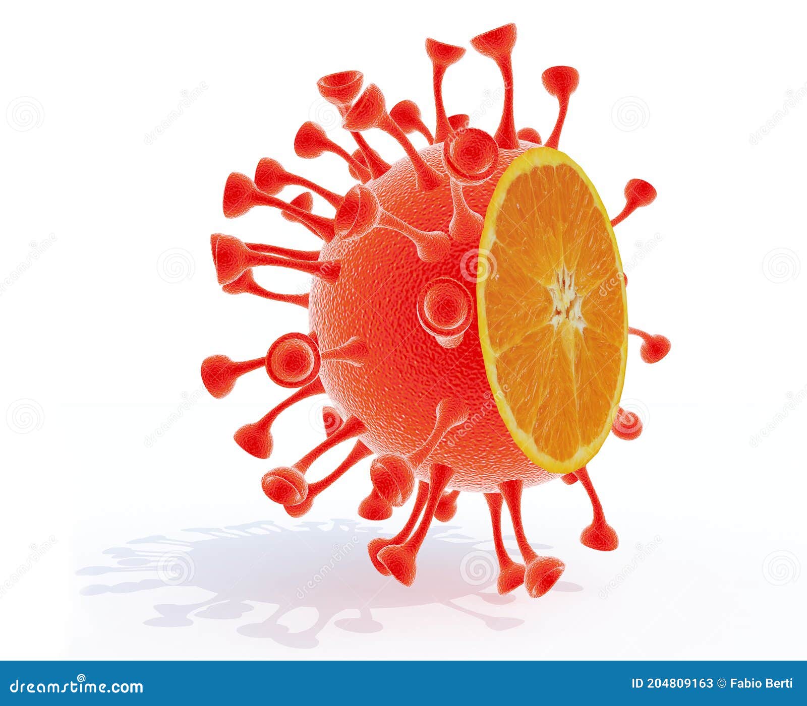 Virus Cartoon with Orange Inside it Stock Illustration - Illustration ...