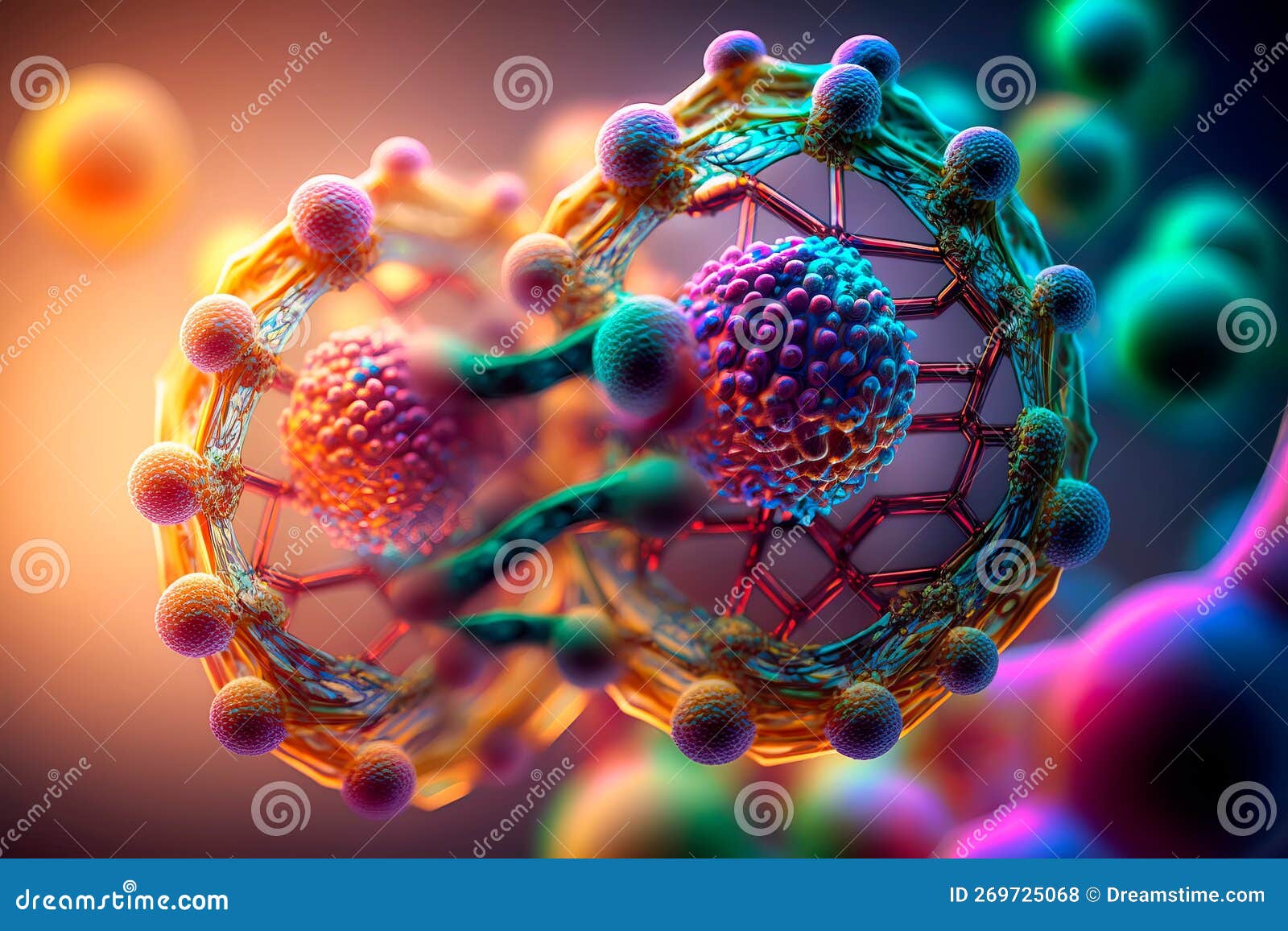 Virus Cell Attack Blood Cell and Neuron.Generative AI Stock ...