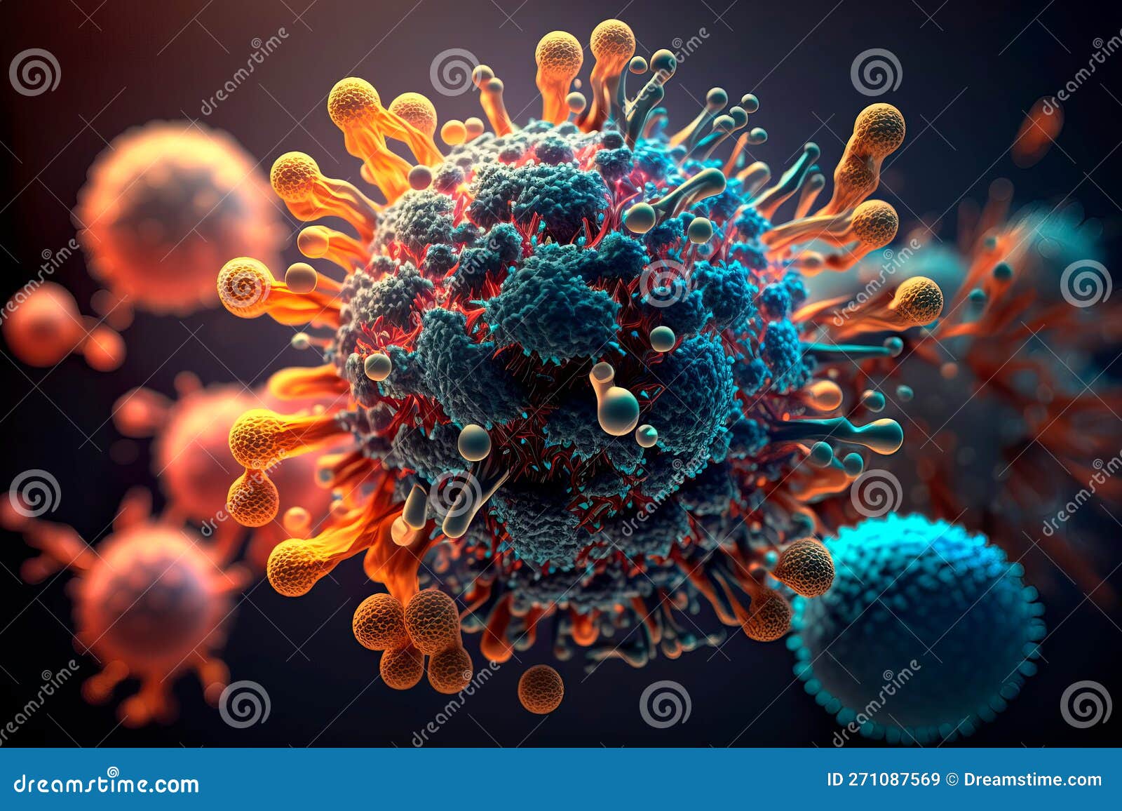 Virus Cell Attack Blood Cell and Neuron.Generative AI Stock ...