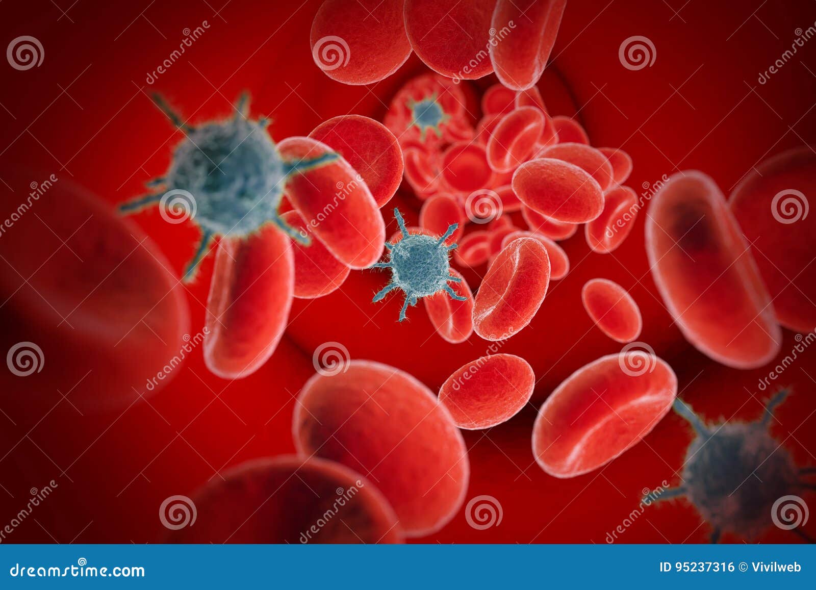 Virus Cell in a Blood Vessel Stock Illustration - Illustration of ...