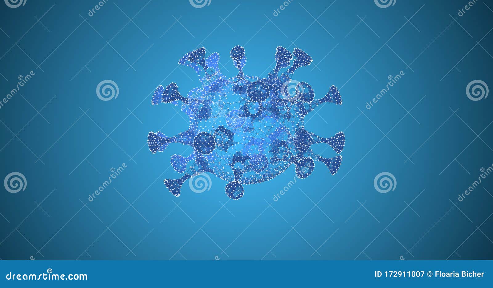 Virus or Cell with Depth of Field Translucent Geometric Structure Over ...