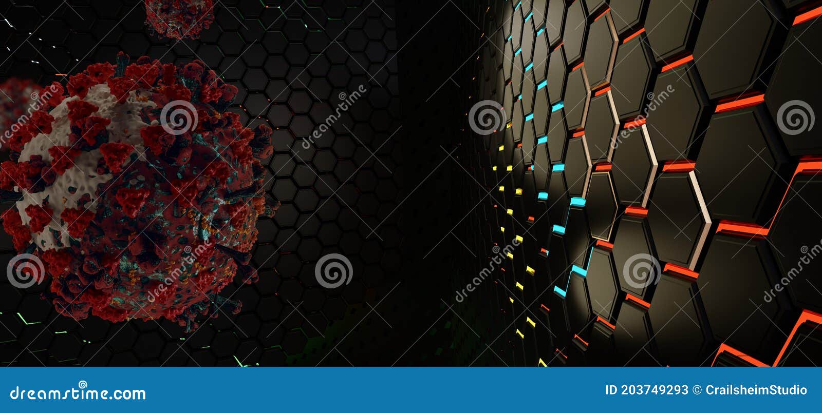 Virus Cell 2021 Grid Hexagonal Modern Creative Trending Dark Structure ...