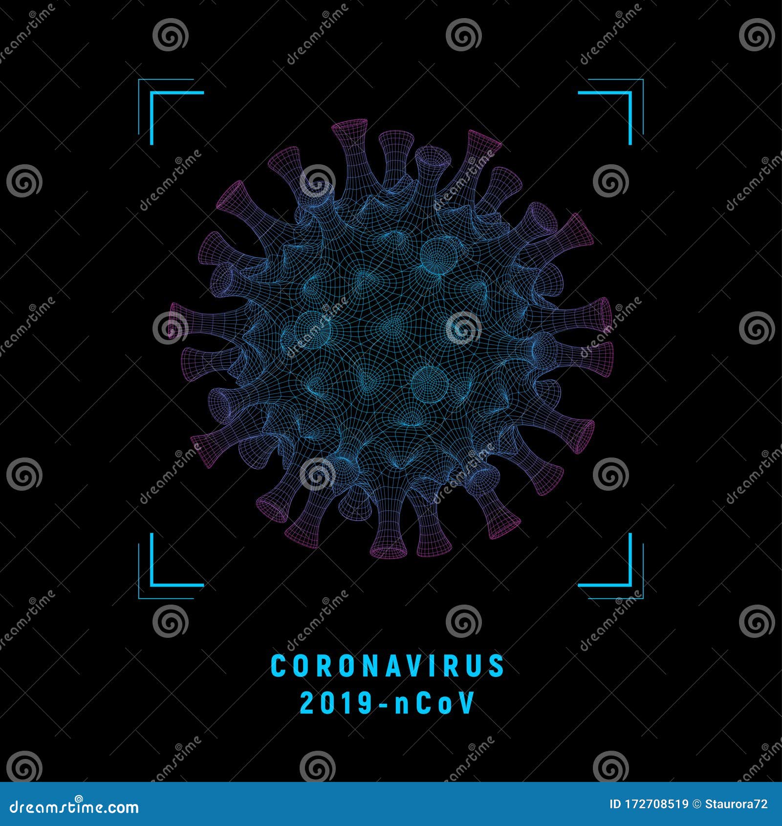 Virus Cell Isolated on Black Background. Coronavirus. Concept Sci-fi ...