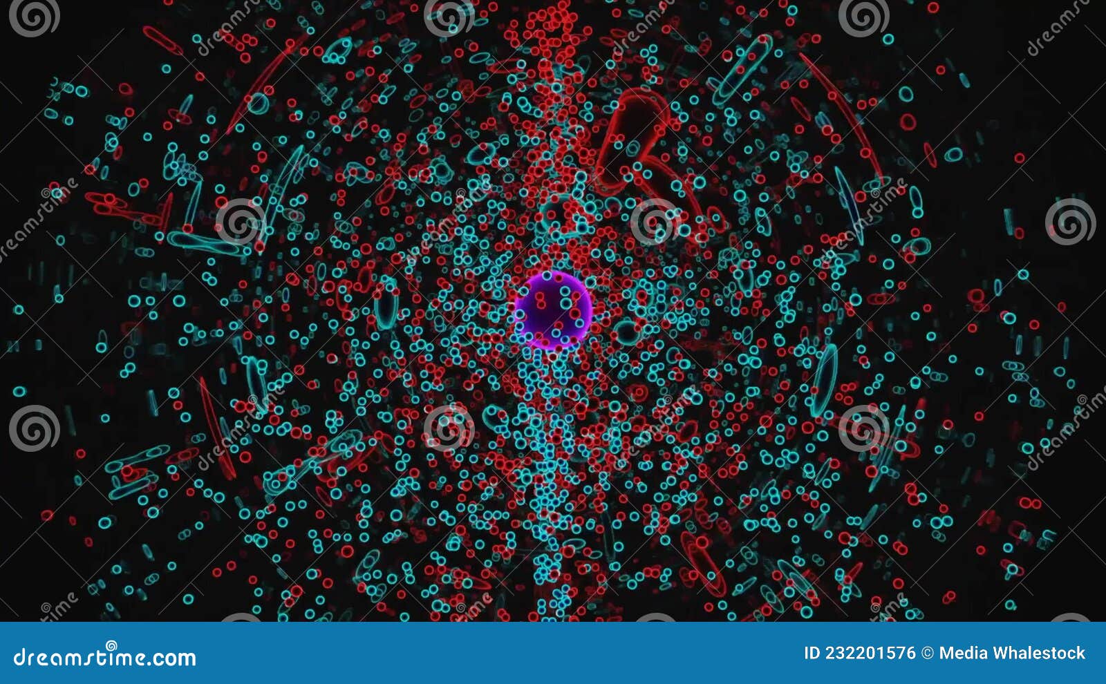 Virus Cell with Moving Particles. Design. Abstract Animation of Virus ...