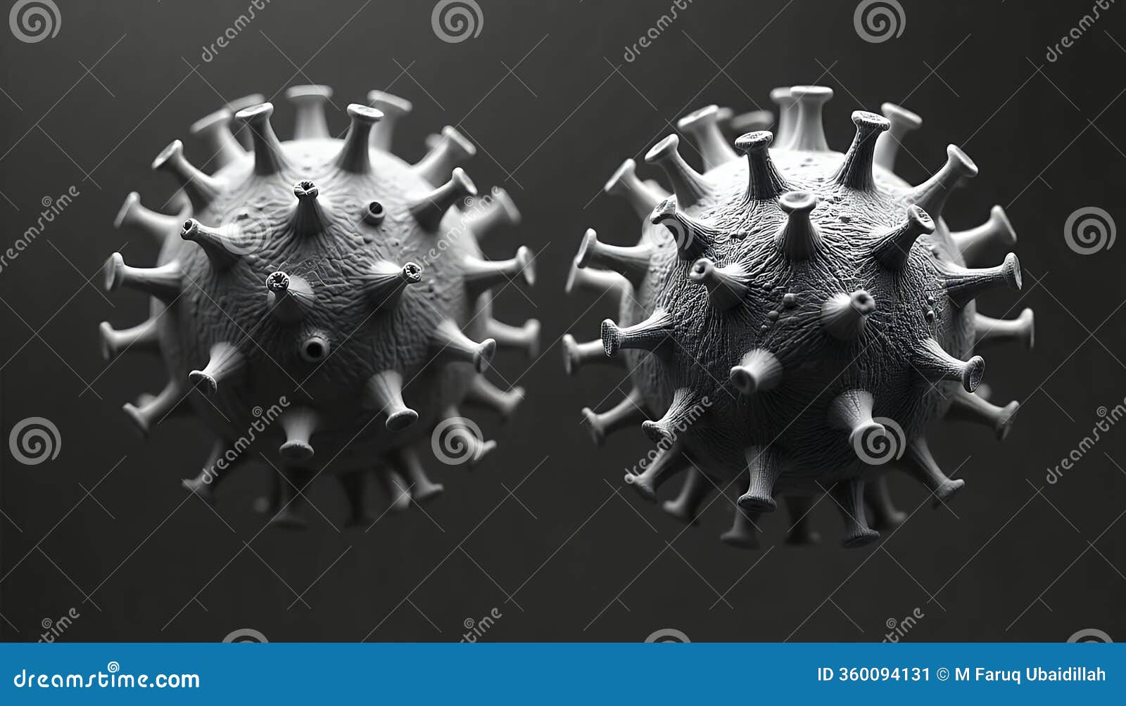 Virus Cell Rendering Gray Scale Illustration for Science and Research ...