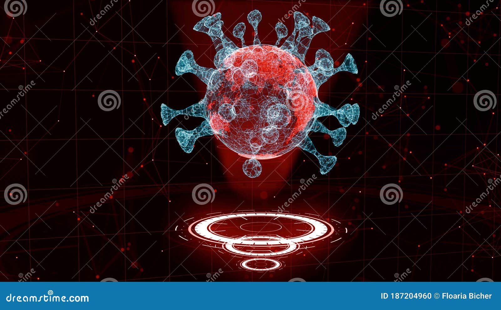 Virus Cell Under the Influence of Radioactive Rays. Stock Illustration ...
