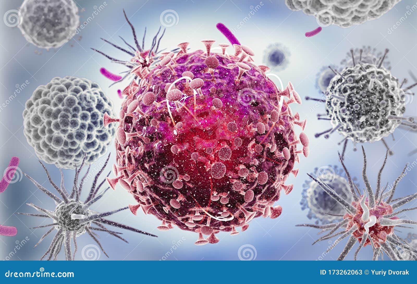 Virus Cells or Bacteria Molecule. Flu, View of a Virus Under a ...