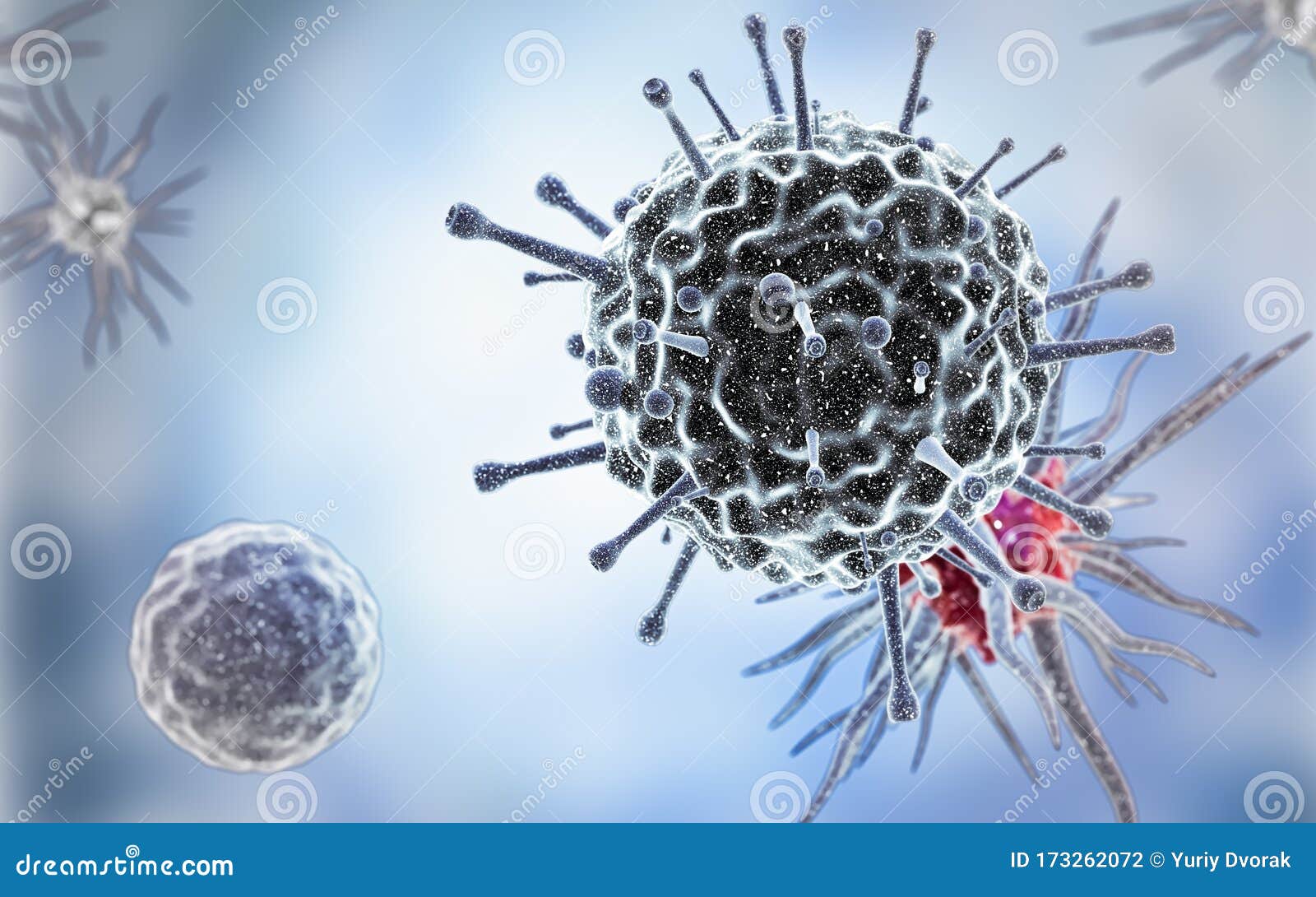 Virus Cells or Bacteria Molecule. Flu, View of a Virus Under a ...
