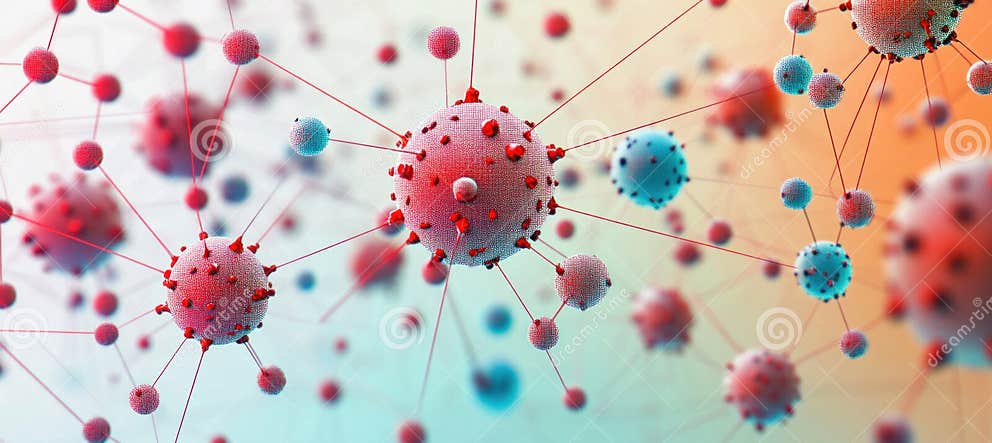 Virus Cells Connected Together Creating a Network Spreading Infection ...