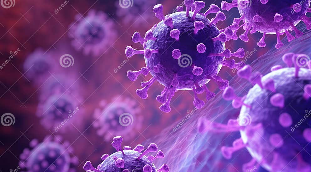 Virus Cells in Cosmic Purple Visualization Stock Illustration ...