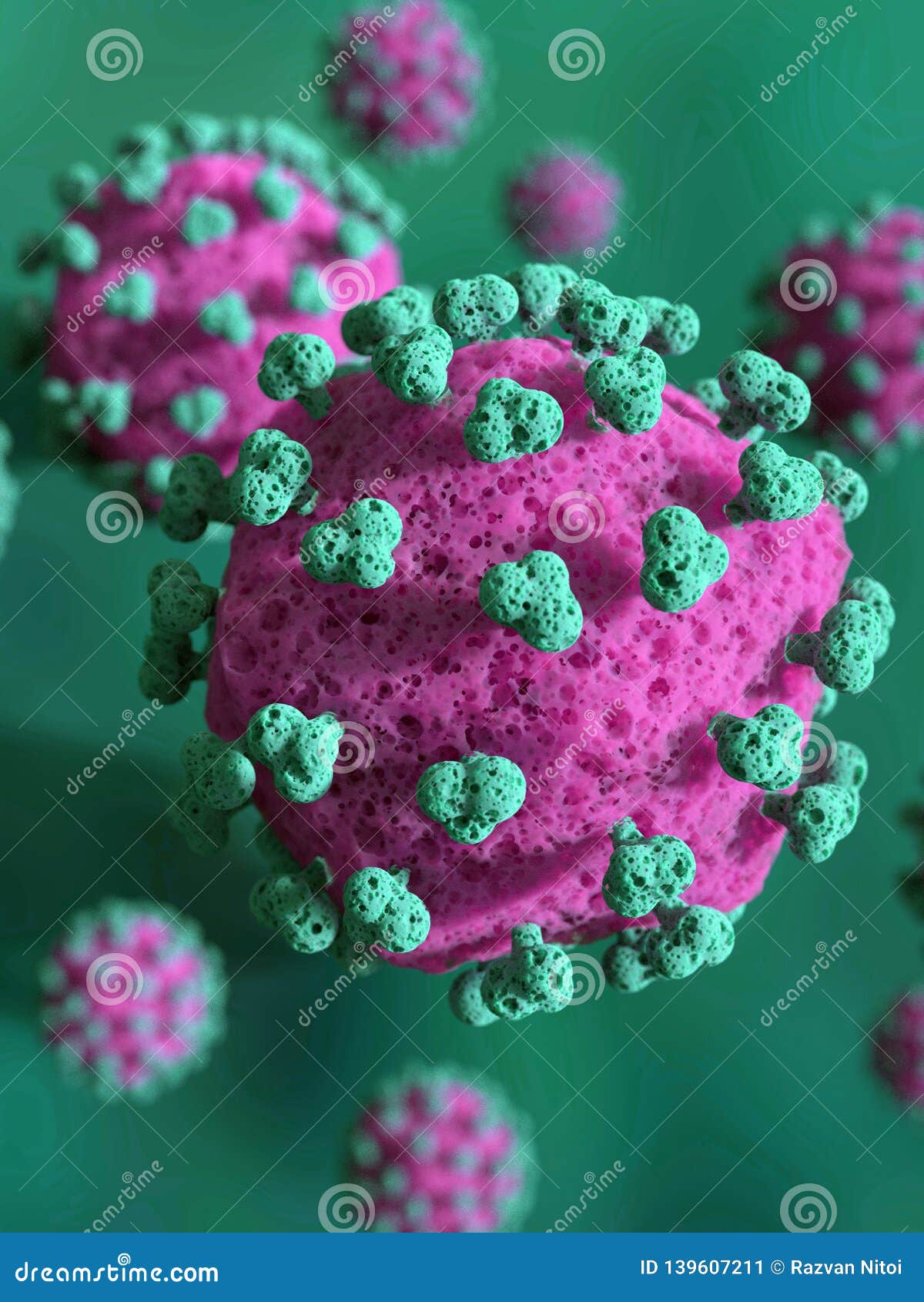 Virus Cells Invading Host Organism Causing Disease, Under Microscope ...