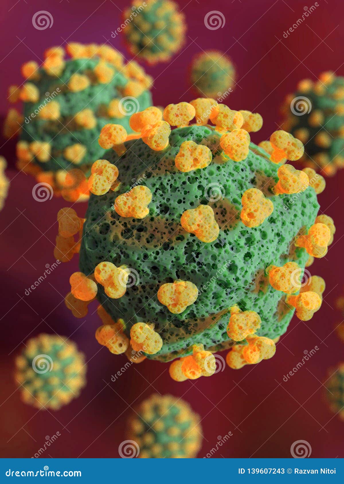 Virus Cells Invading Host Organism Causing Disease, Under Microscope ...