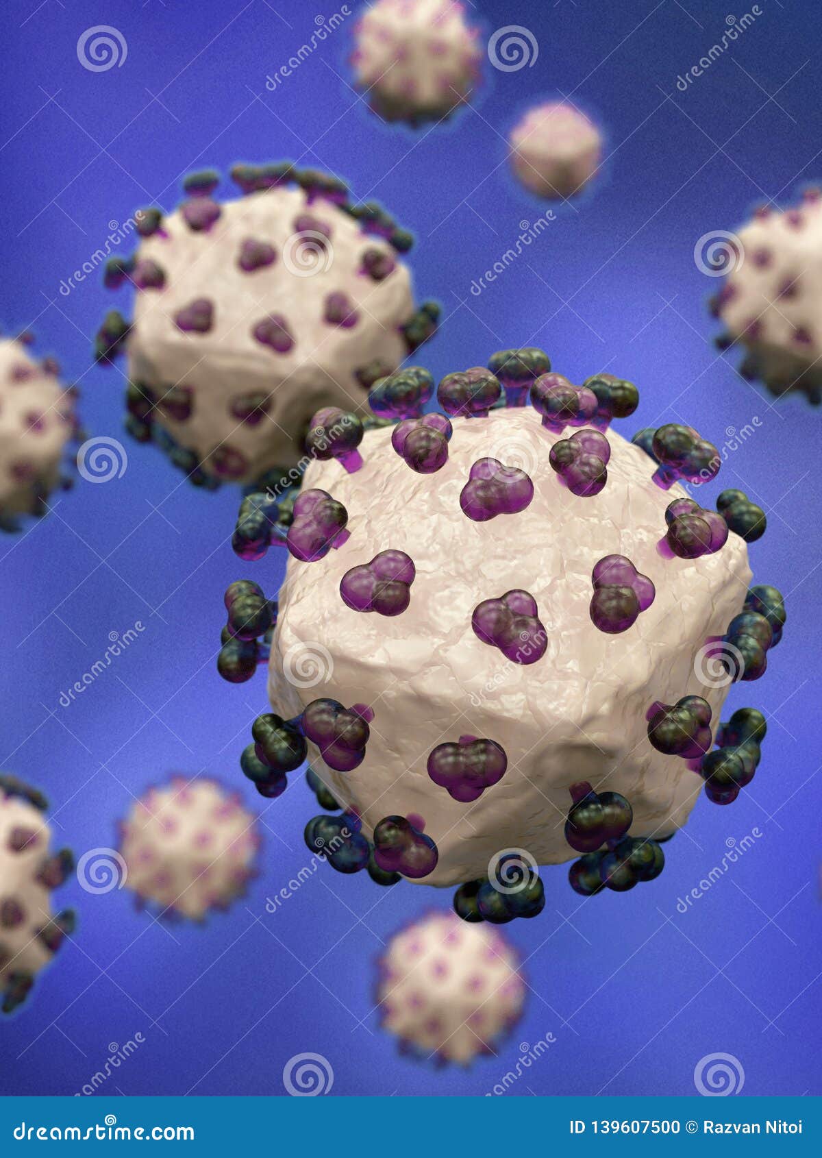 Virus Cells Invading Host Organism Causing Disease, Under Microscope ...