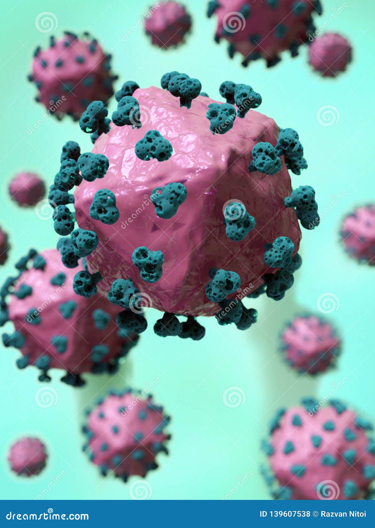 Virus Cells Invading Host Organism Causing Disease, Under Microscope ...