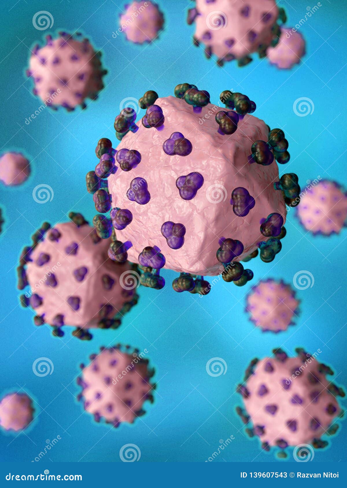 Virus Cells Invading Host Organism Causing Disease, Under Microscope ...