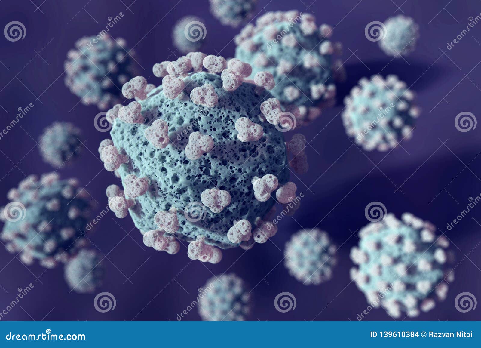 Virus Cells Invading Host Organism Causing Disease, Under Microscope ...