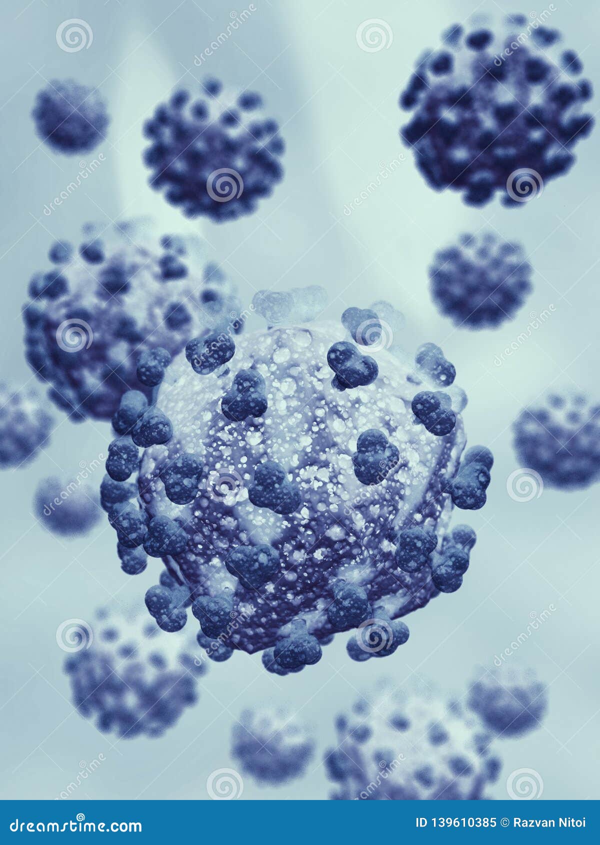 Virus Cells Invading Host Organism Causing Disease, Under Microscope ...