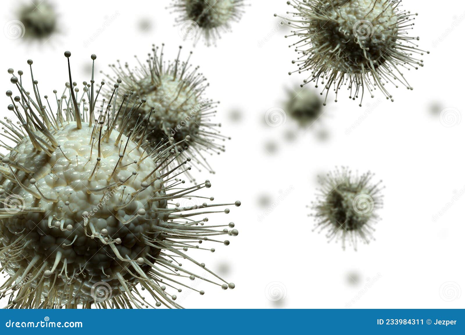 Virus Cells Under the Microscope Isolated on White Background Stock ...