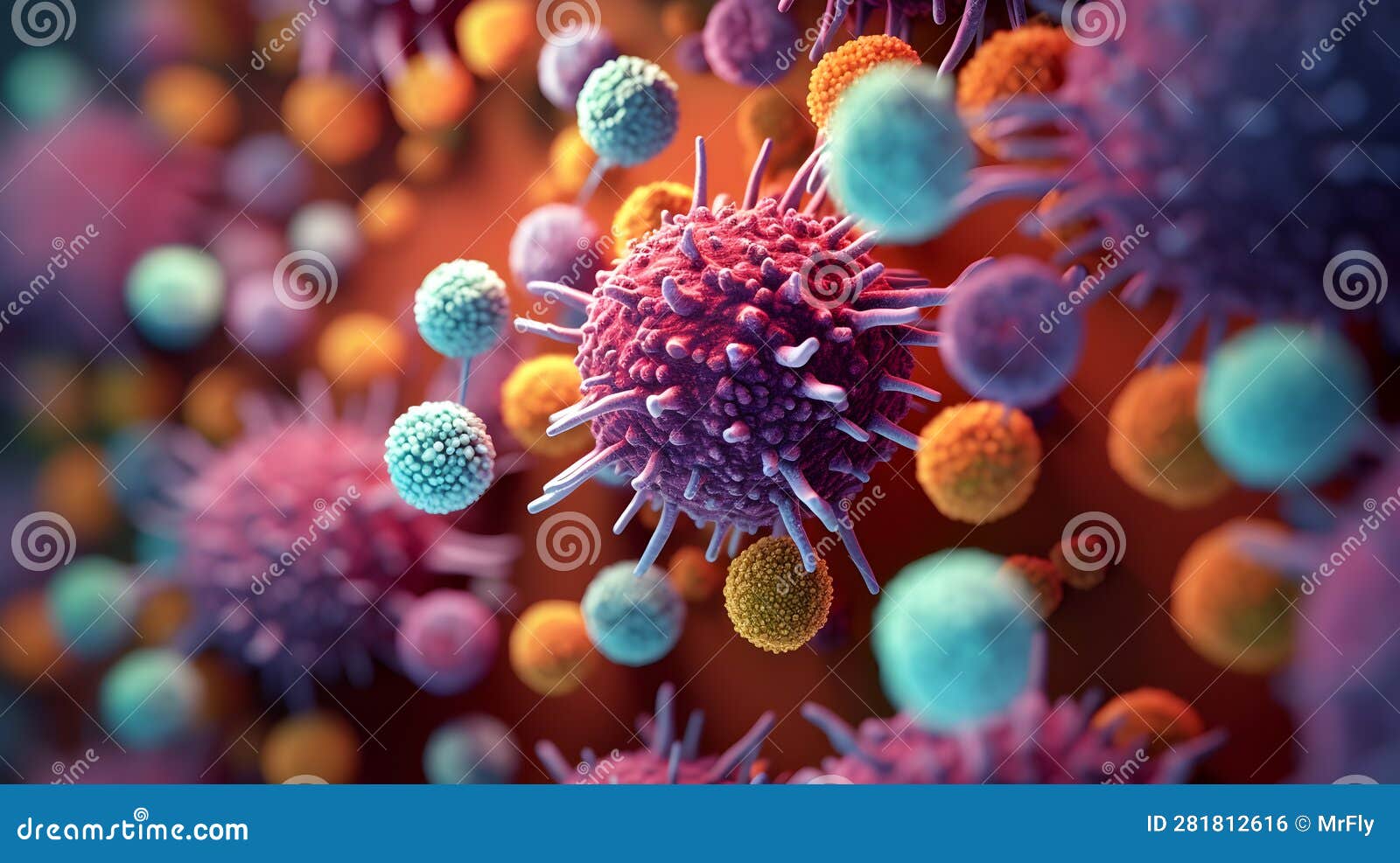 Virus Cells Under Microscope, Ultra Realistic Stock Photo - Image of ...