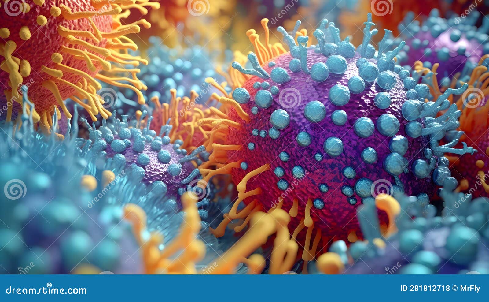 Virus Cells Under Microscope, Ultra Realistic Stock Photo - Image of ...