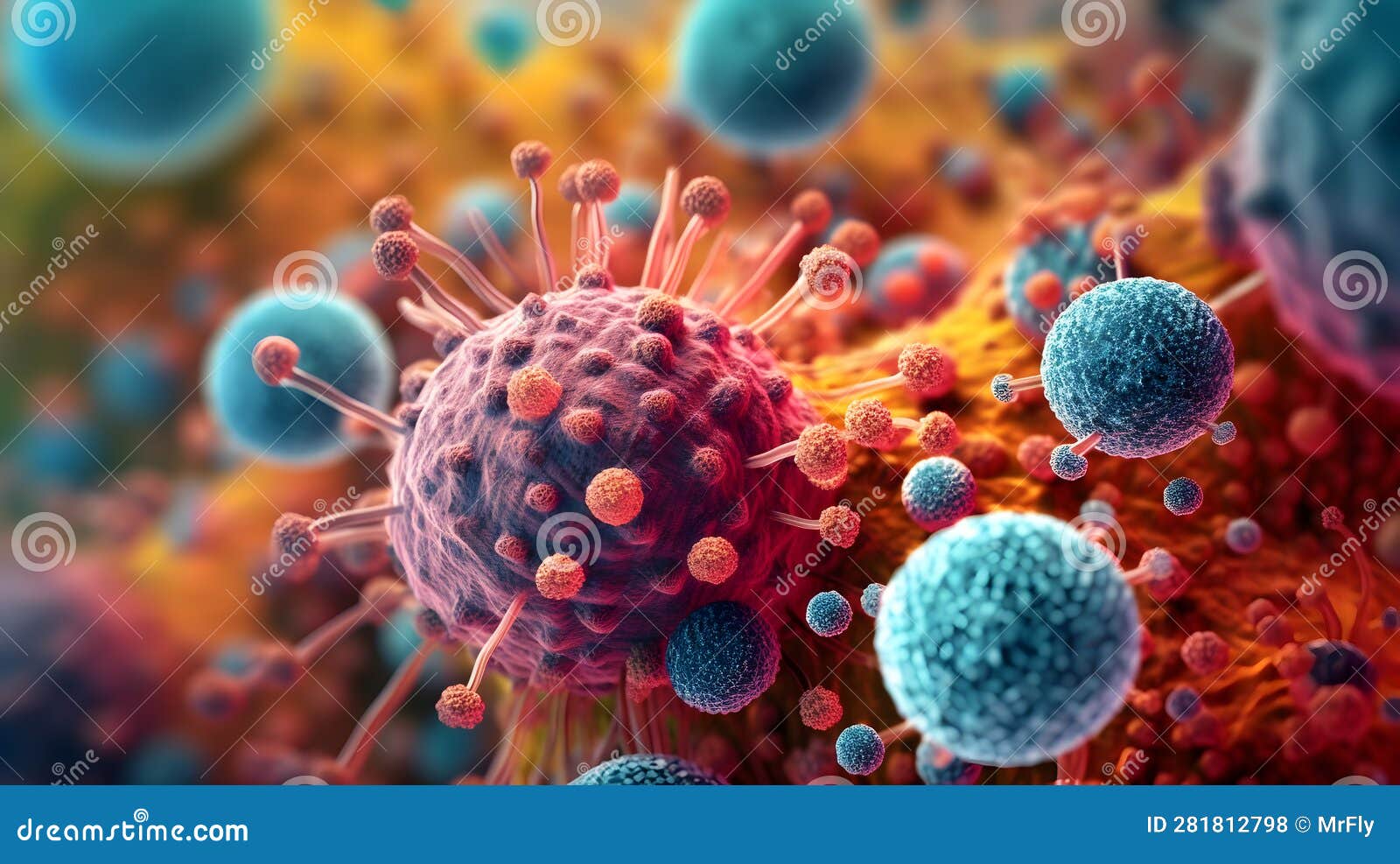 Virus Cells Under Microscope, Ultra Realistic Stock Photo - Image of ...