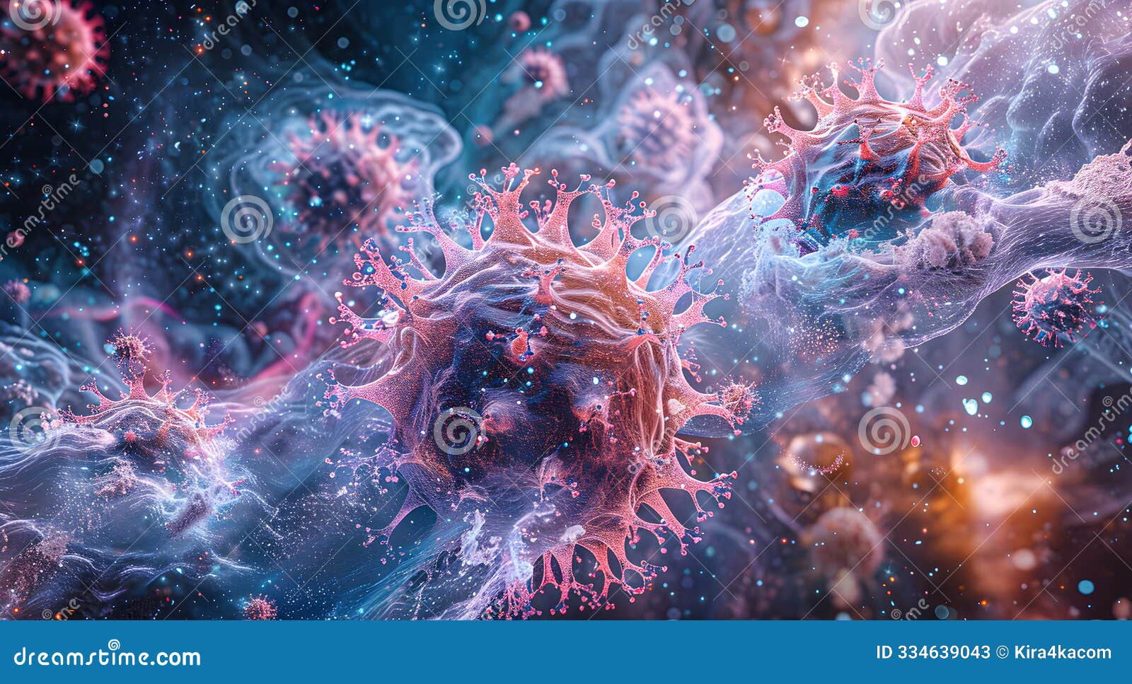 Virus with Cellular Structures, Microscopic Pathogens Stock Image ...
