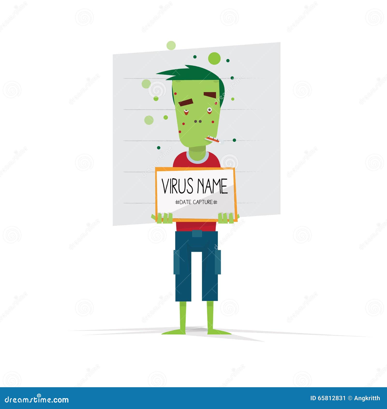 Virus Character, Inflection, Disease in Mug Shot - Stock Illustration ...