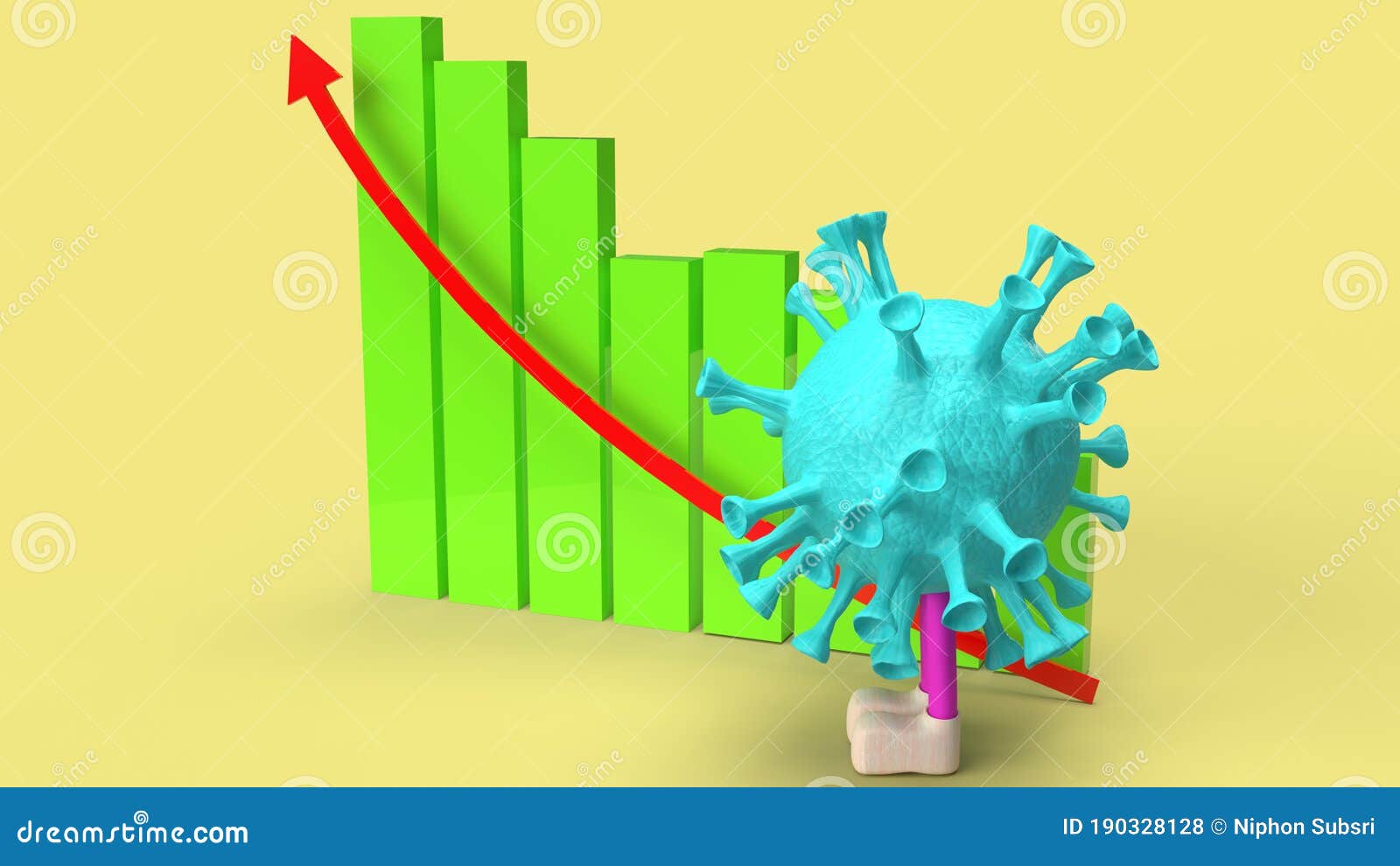 Virus Chart And Arrow Multi Colour 3d Rendering Royalty-Free Stock ...