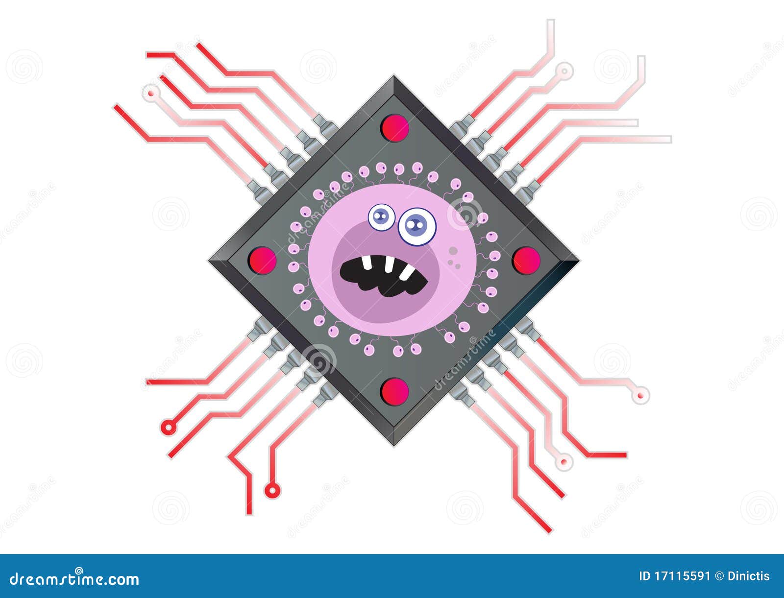 Virus Computer Chip Illustration Stock Illustration - Illustration of ...