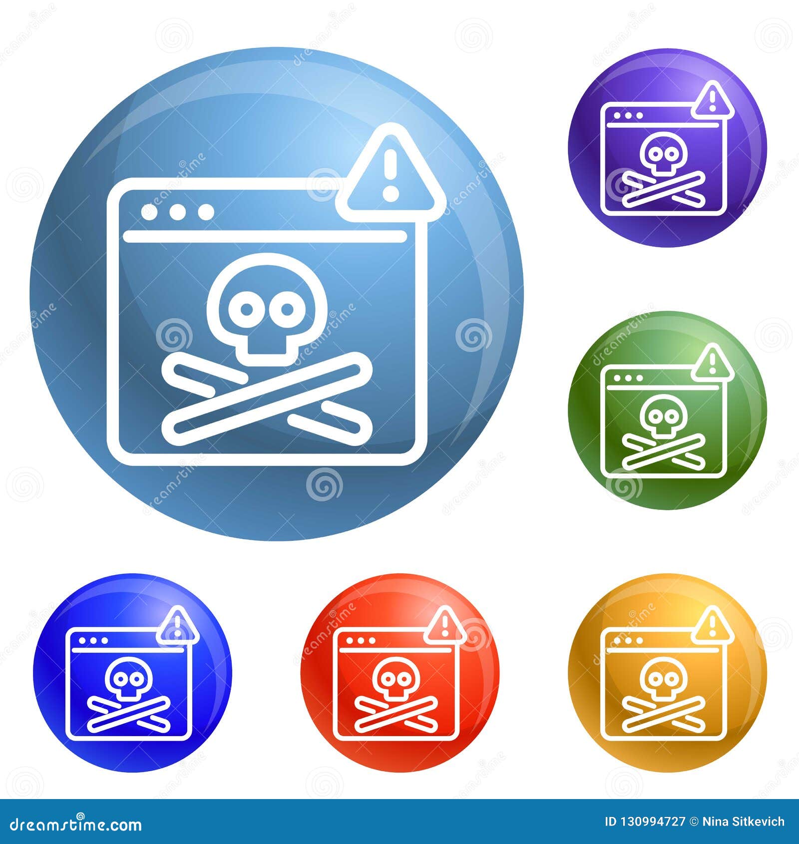 Virus Computer Danger Icons Set Vector Stock Vector - Illustration of ...