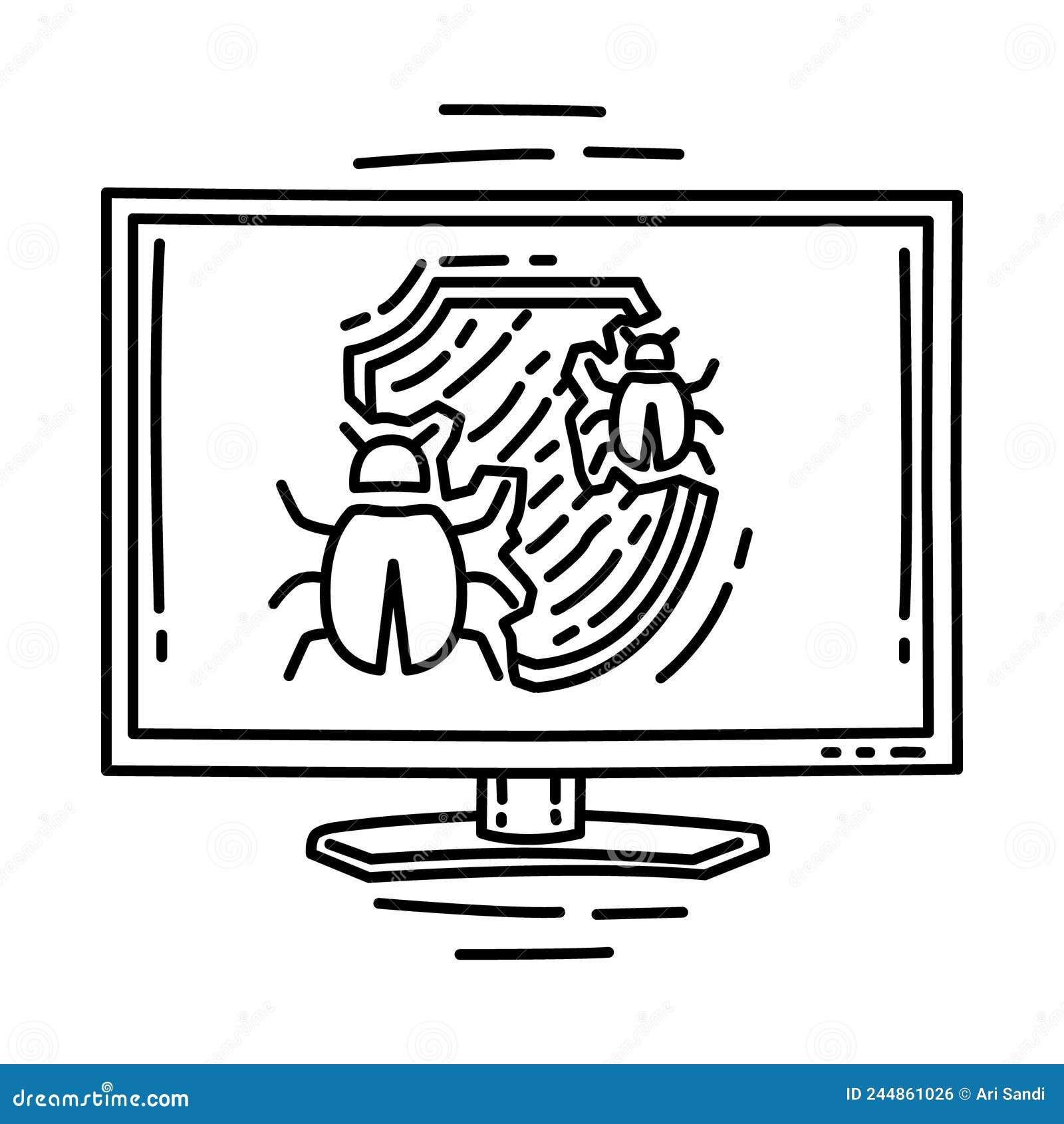 Virus Computer Icon. Doodle Hand Drawn or Outline Icon Style Stock ...