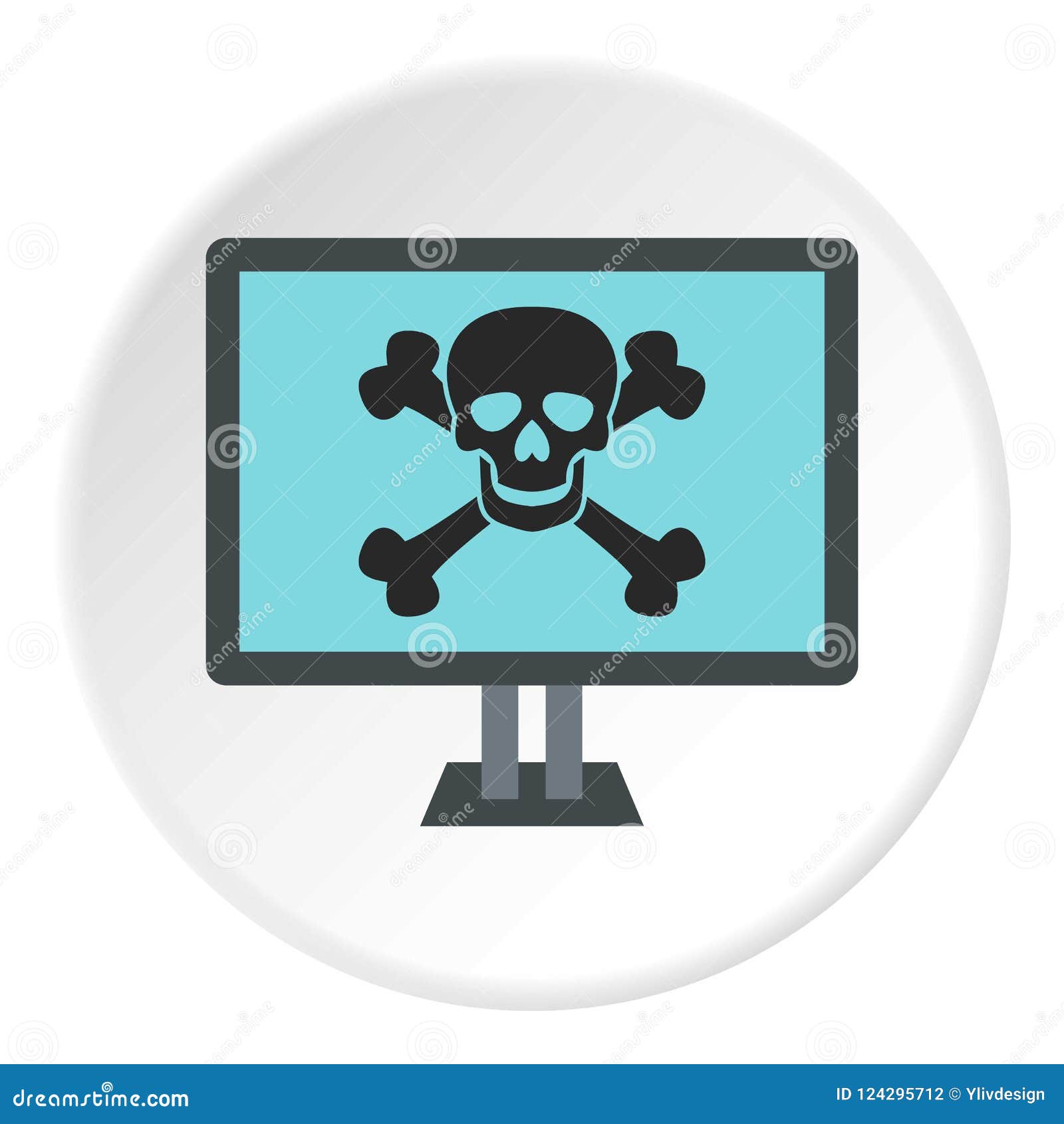 Virus on Computer Icon, Flat Style Stock Illustration - Illustration of ...
