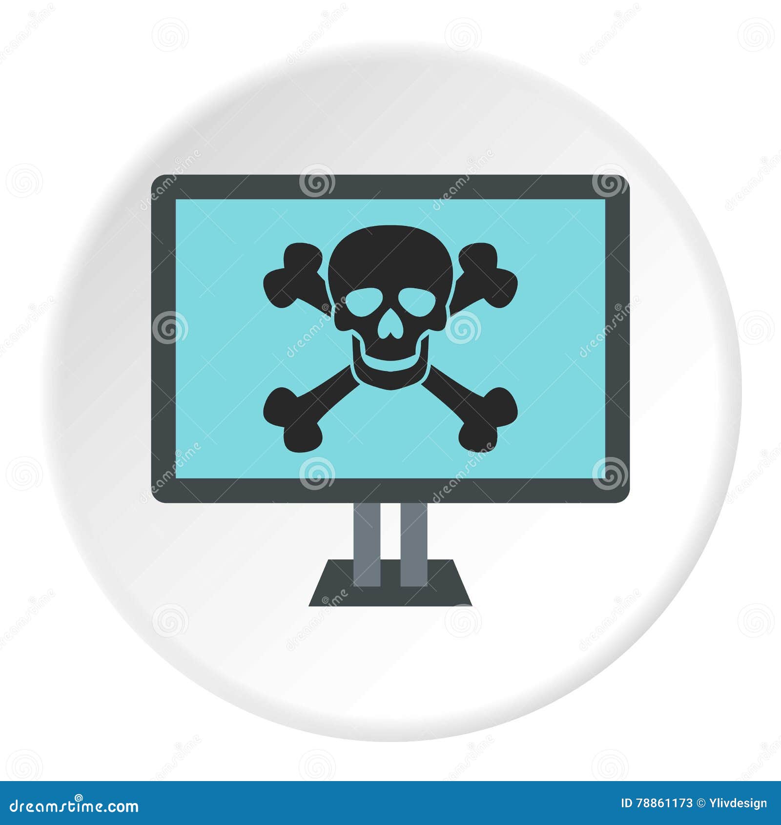 Virus on Computer Icon, Flat Style Stock Vector - Illustration of ...