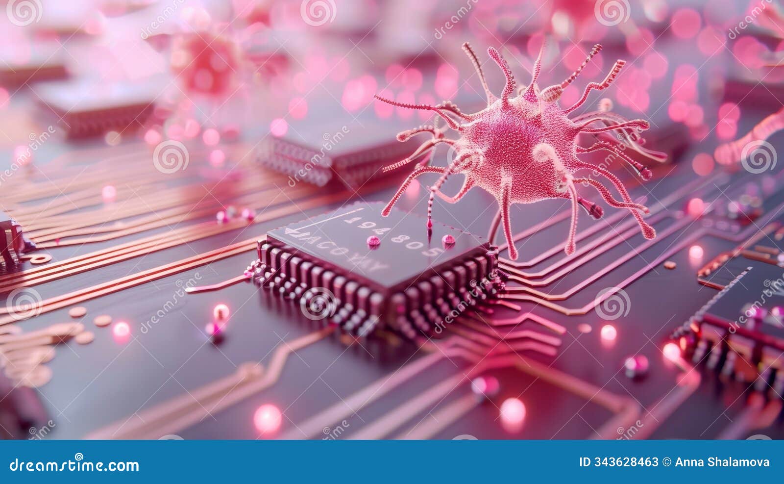 Virus Concept on Circuit Board: Digital Infection and Cybersecurity ...