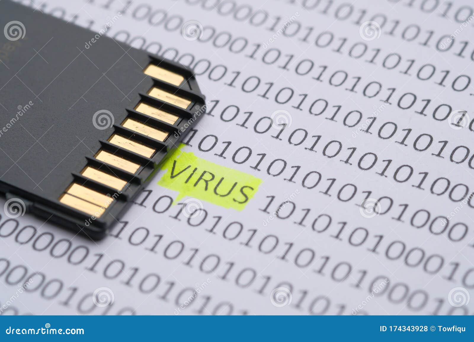 Virus Concept with Memory Card and Text on Paper Stock Photo - Image of ...
