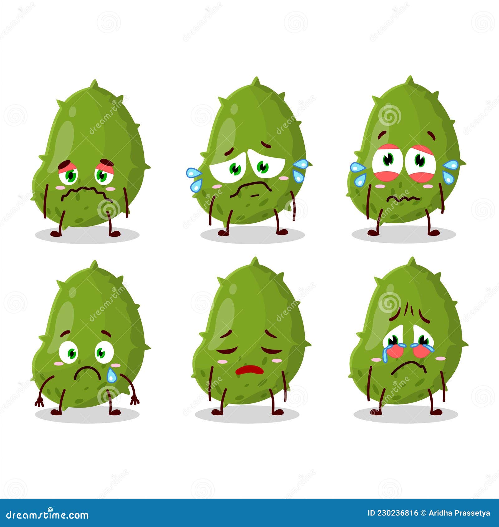 Virus Desease Cartoon Character with Sad Expression Stock Vector ...