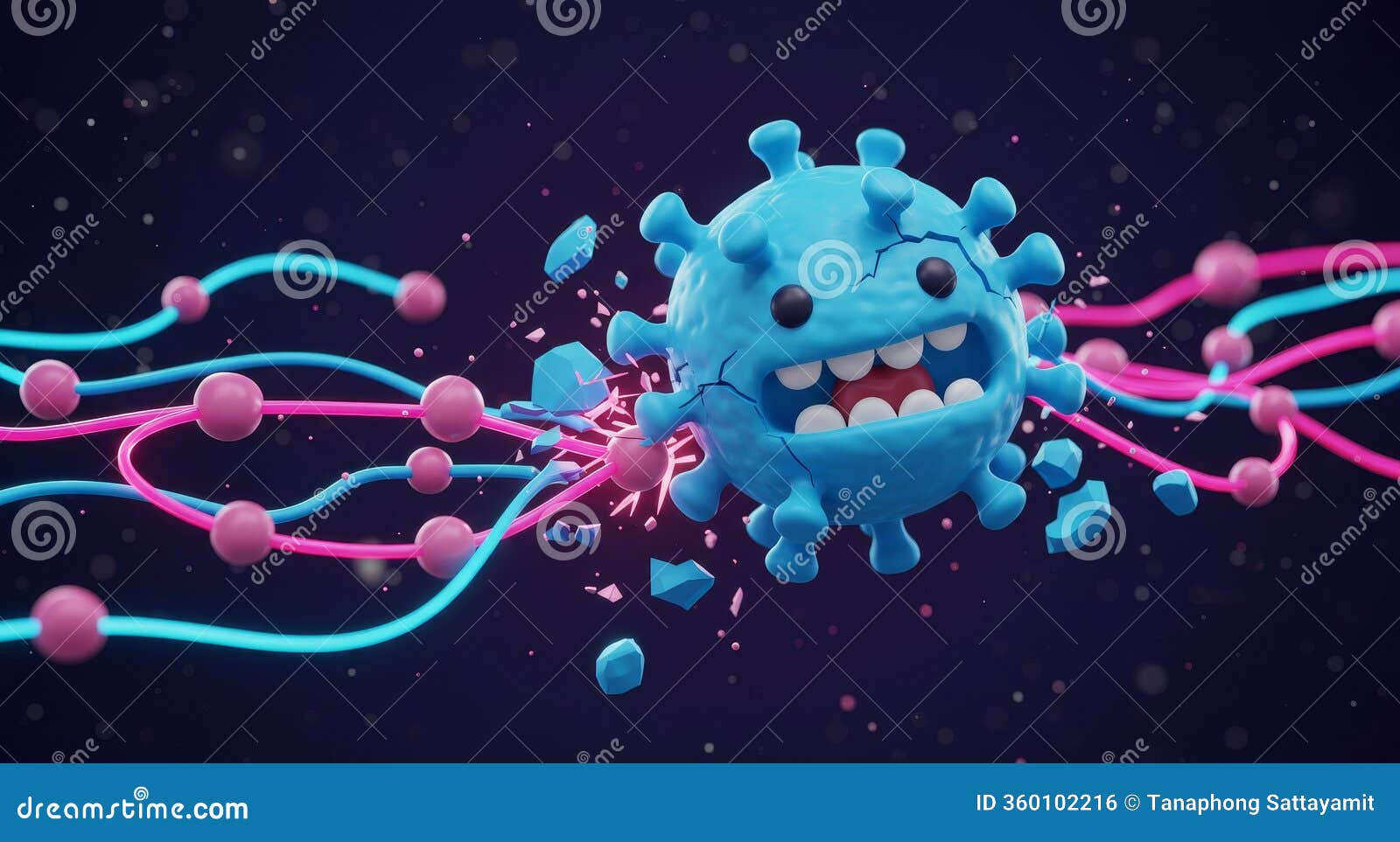 Virus Destruction Concept Art a Cute Cartoon Virus Explodes Symbolizing ...