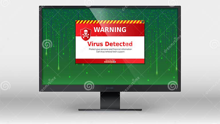 Virus Detected Alert Message Computer Virus Inside Binary Code Listing Stock Vector 1279