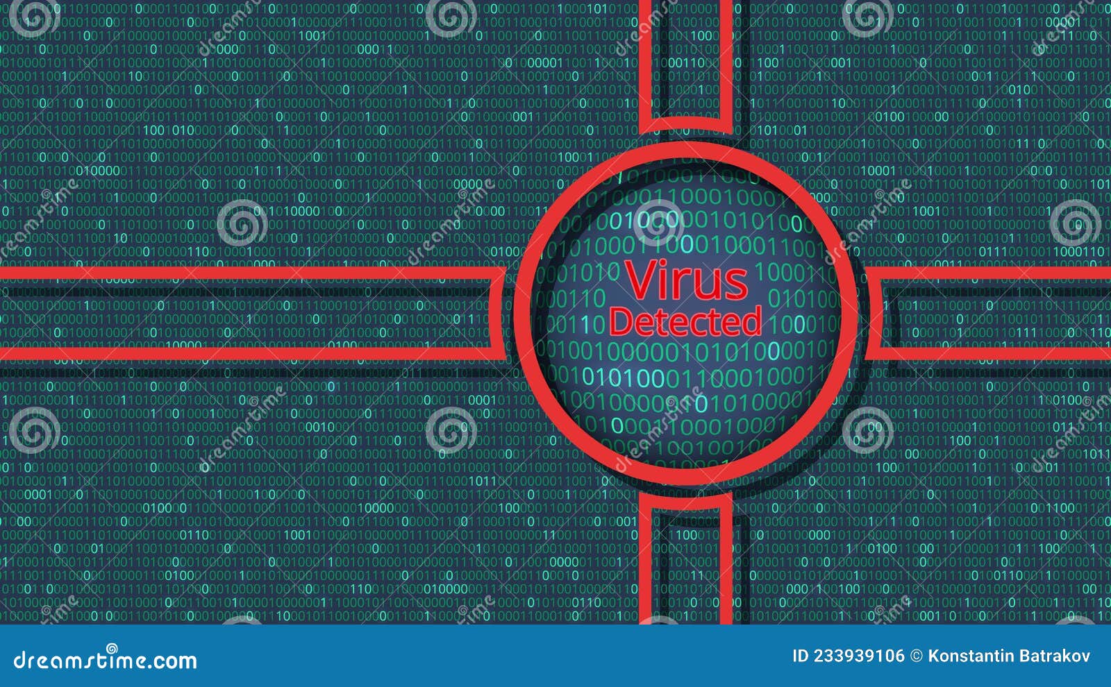 Virus Detected Alert Message Scanning Computer Virus Inside Binary Code Stock Vector 7500