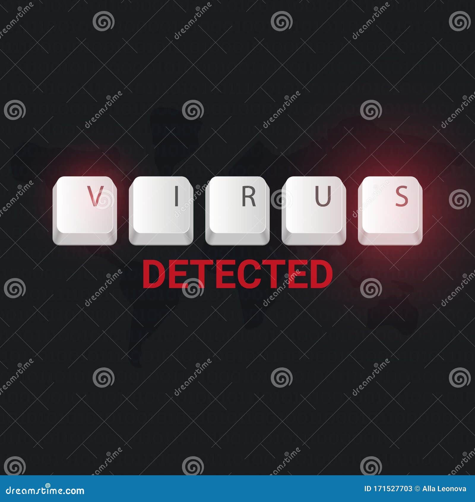 Virus Detected Banner with Keyboard Buttons. Vector Illustration. Stock ...