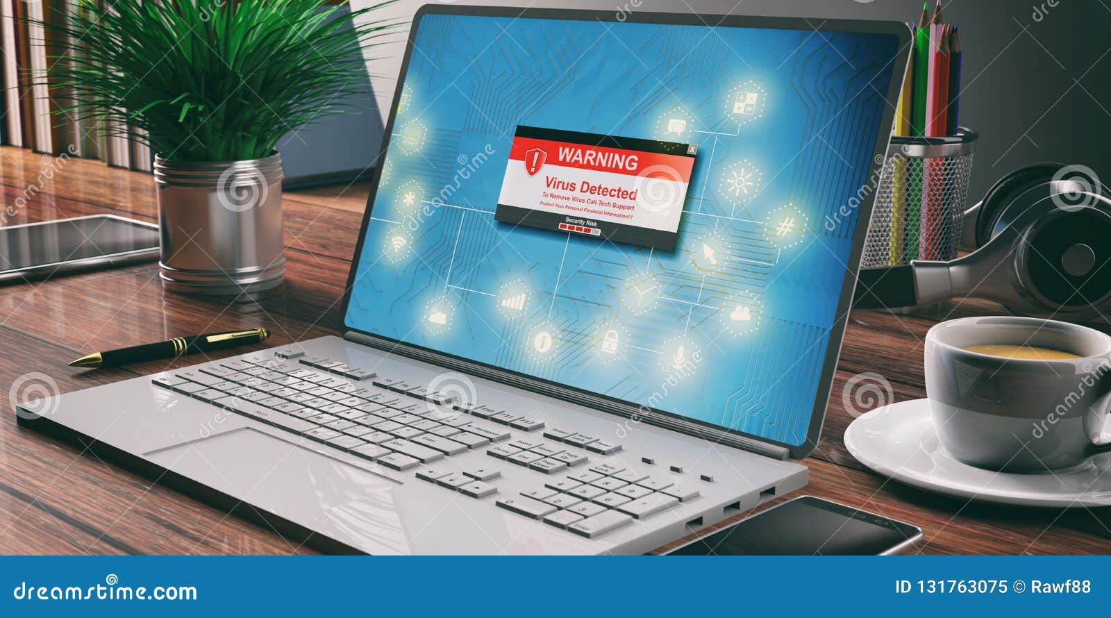 Virus Detected, Internet Security Concept. Computer Laptop, Office ... Virus Detected, Internet Security Concept. Computer Laptop, Office ...