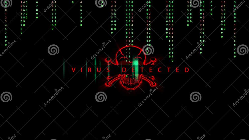 Virus Detected Text Reveal Over Matrix Binary Codey. Internet, Virus ...