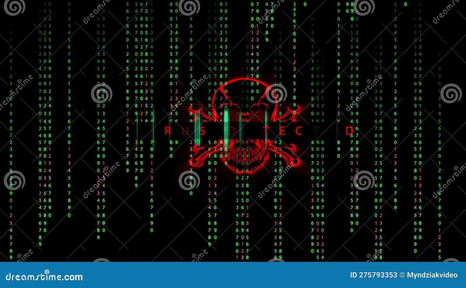Virus Detected Text Reveal Over Matrix Binary Codey. Internet, Virus, Data Breach, Malicious ...