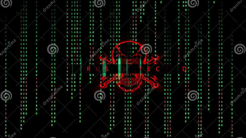 Virus Detected Text Reveal Over Matrix Binary Codey. Internet, Virus ...