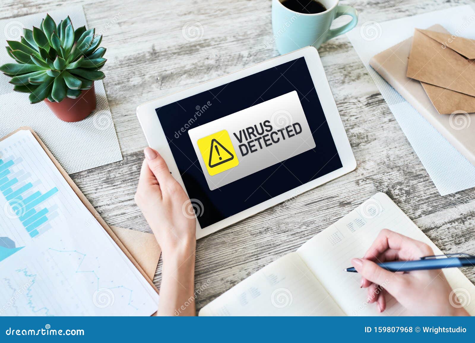 Virus Detected Warning Message on Screen. Cyber Security Breach. Data ...